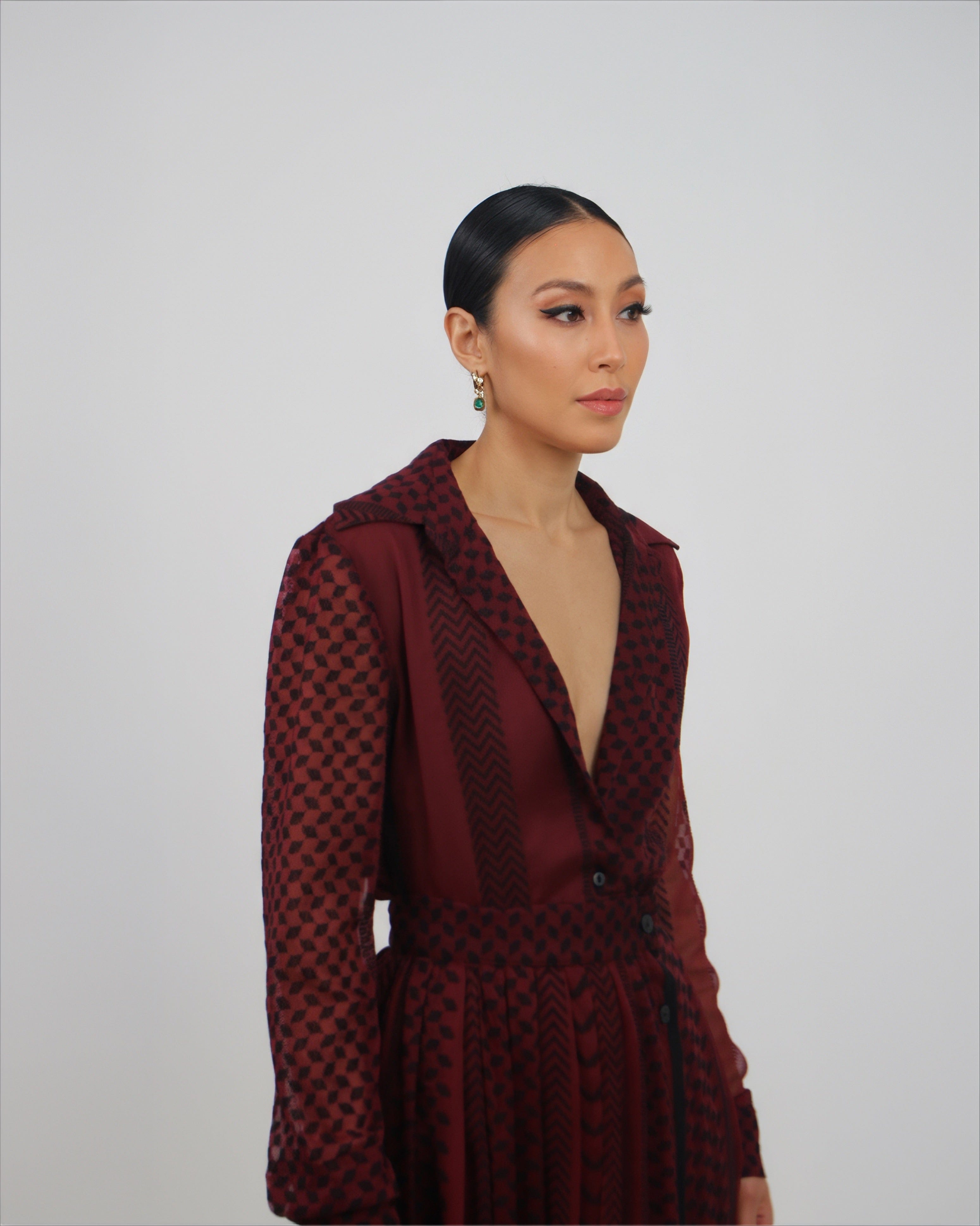 KEFFIYEH TEXTURED SHIRT / BURGANDY